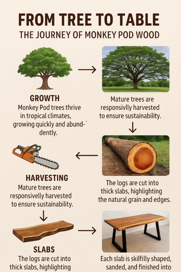 From Tree to Table: The Remarkable Journey of Monkey Pod Wood - Blue ...